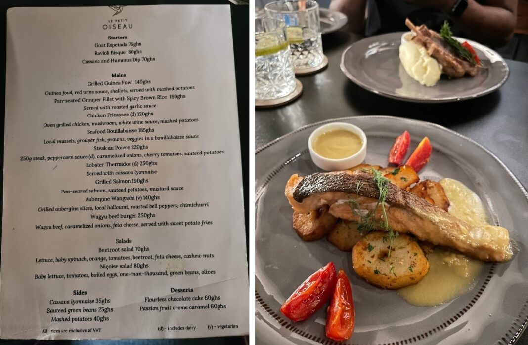 Ghana: Le Petit Oiseau Accra Restaurant Menu (Labone) | Samuel Kwame ...